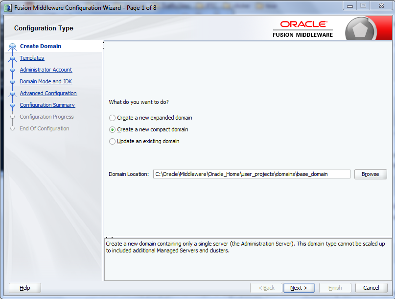 SOA 12c - Create Weblogic server compact domain - Oracle Fusion ... SOA 12c - Create Weblogic server compact domain - Oracle Fusion ...