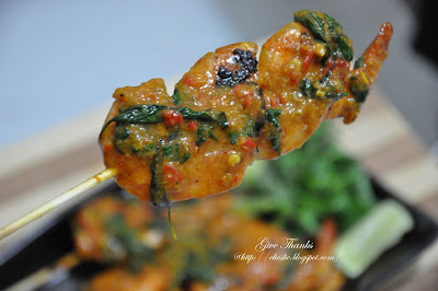 Give Thanks: Prawn Satay with Basil Sauce - Sate Udang Saus Kemangi