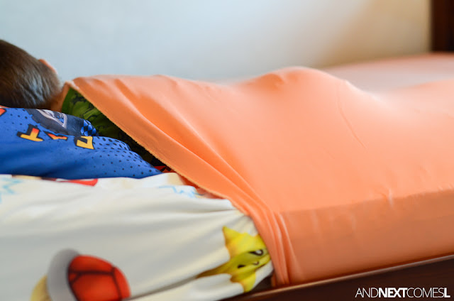 How to Make a DIY Lycra Sensory Bed Sheet | And Next Comes L ...