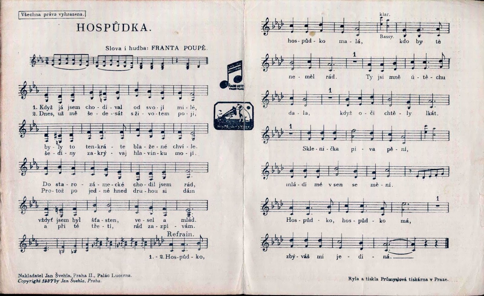 Noty starších tanečních písní