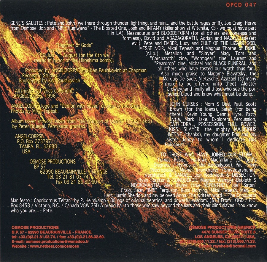 Cries from the Quiet World: Angelcorpse "Hammer Of Gods"