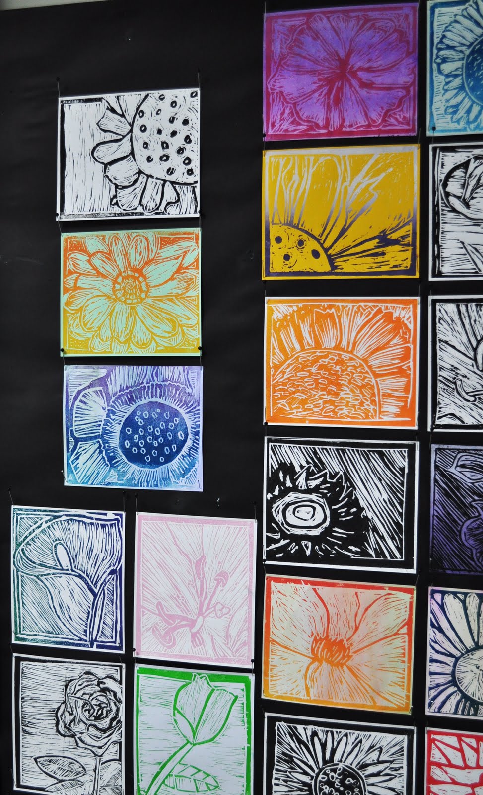 I teach art: Flower Lino Prints