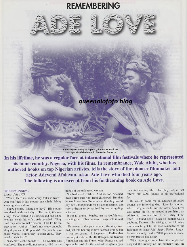 Remembering Nigeria Movie Legend Ade Afolayan aka Ade Love.