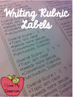 I Love My Classroom: Writing Rubric Labels