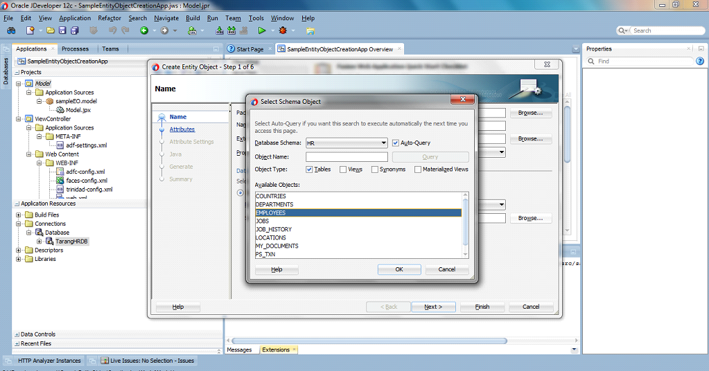 How To Create An Entity Object In Jdeveloper 12c ~ Oracle Adf 12c Application Development