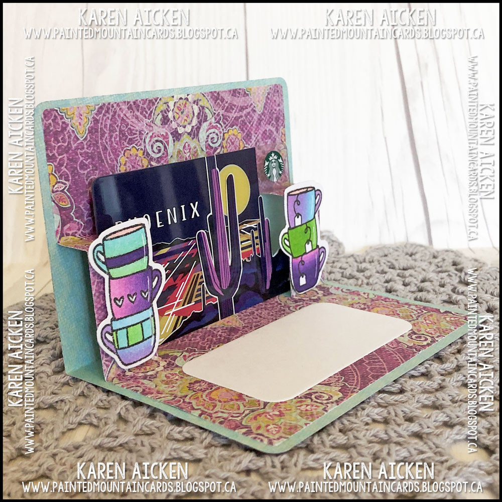 Painted Mountain Cards: Tea Themed Pop-Up Gift Card Holder