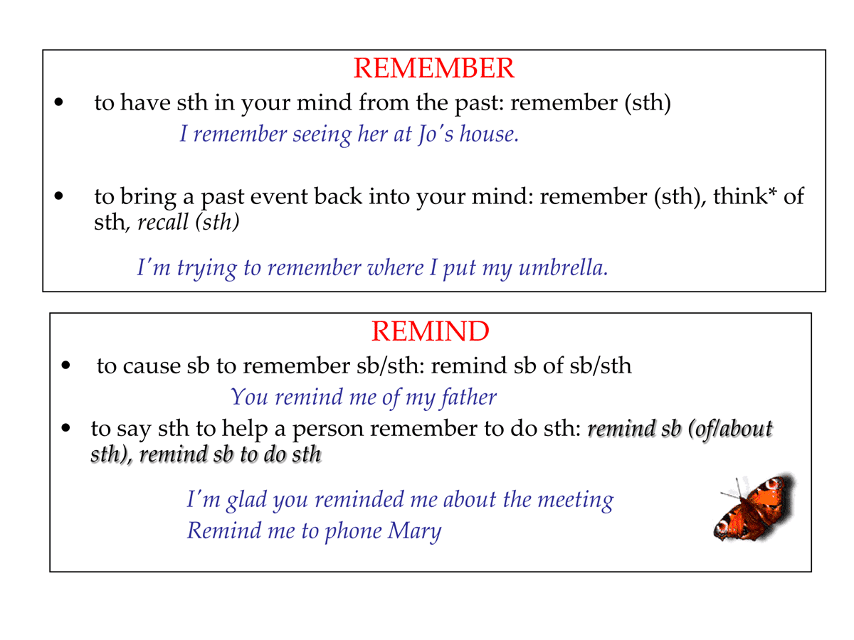 English In Jerez: Language Snippets - Remember and Remind