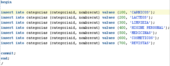SCRIPT PARA BASE DE DATOS | DBMS ORACLE