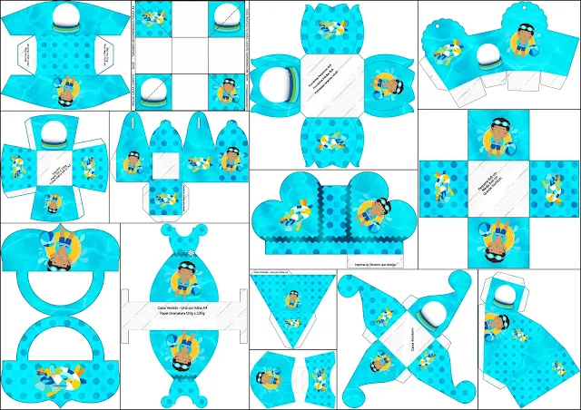 Brunette Boy Pool Party: Free Printable Boxes. - Oh My Fiesta! in english