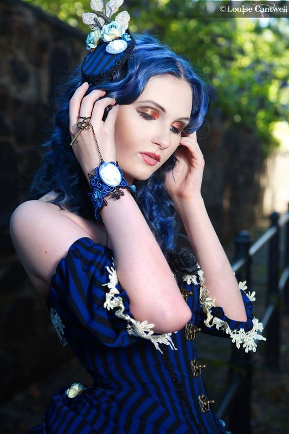 Steampunk Fashion Guide: Blue Striped Polonaise