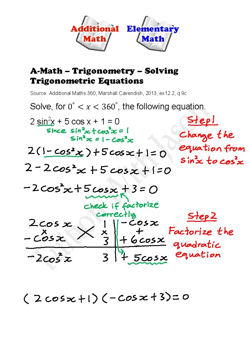 A-Math -Trigonometry - Solving Trigonometric Equations | Singapore ...