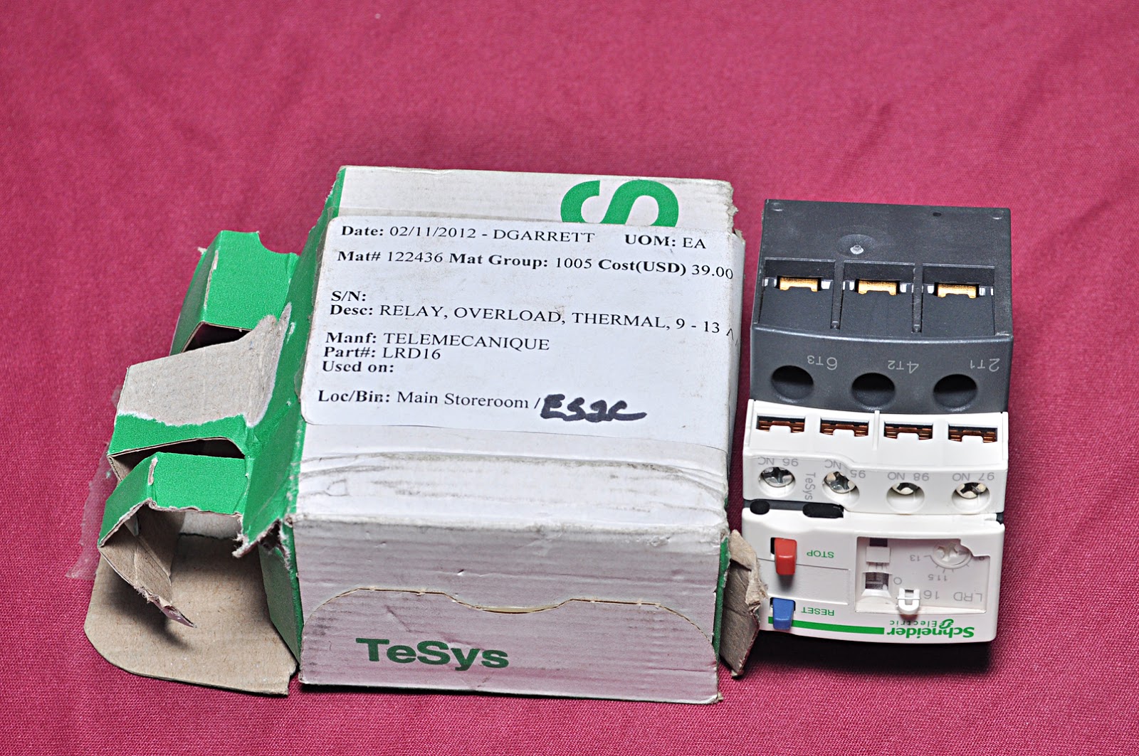 SCHNEIDER ELECTRIC LRD16 OVERLOAD RELAY - Aeliya Marine