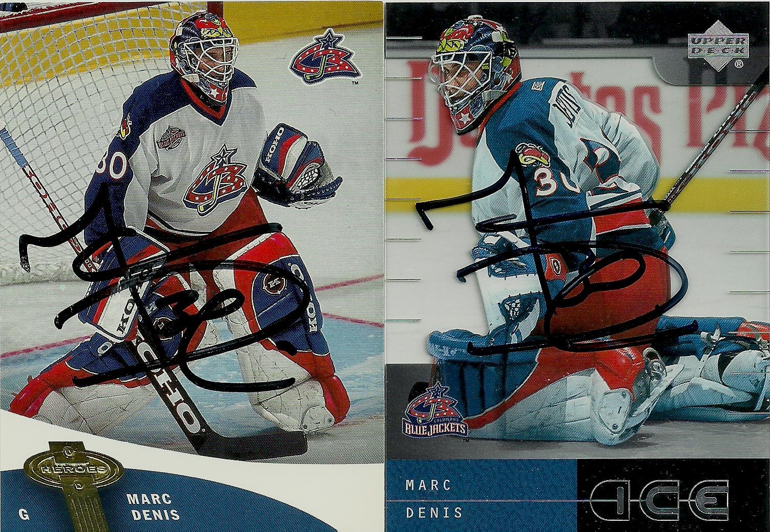 Hell's Valuable Collectibles: Marc Denis: Two Autographed Cards