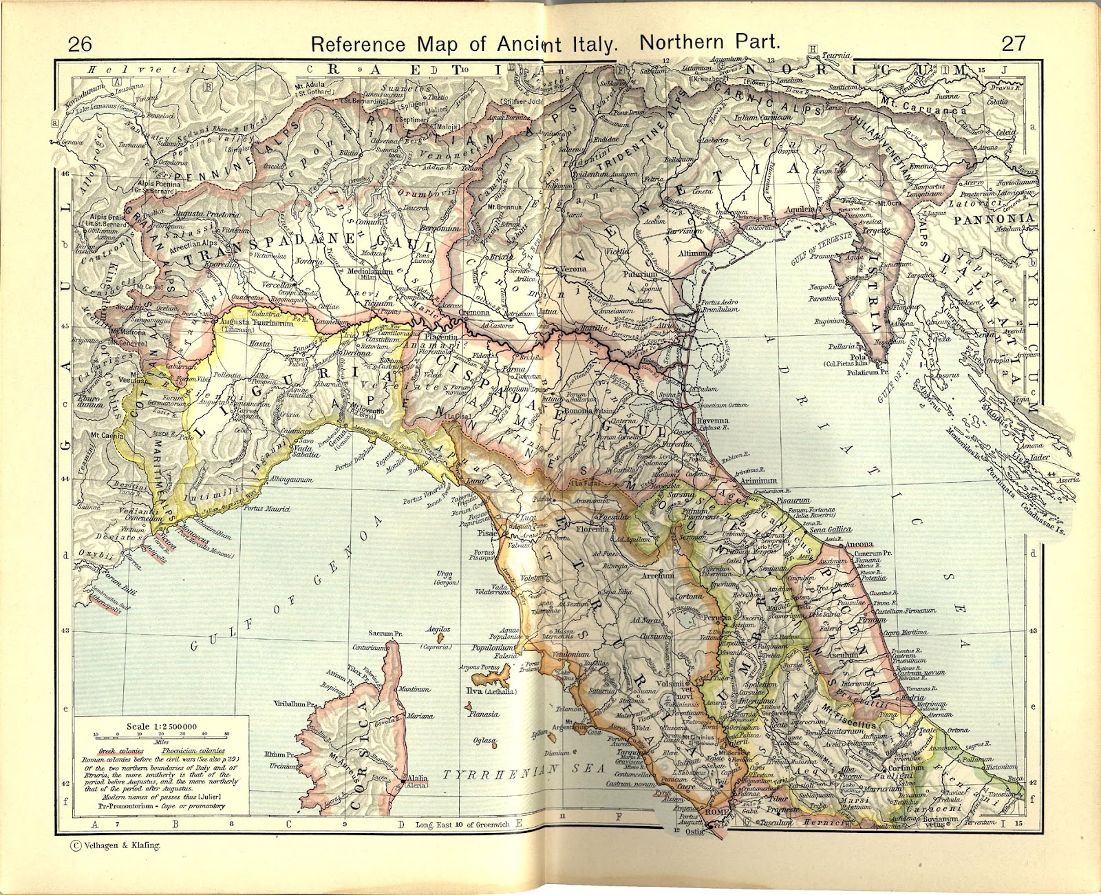 KOVACEVIC ANTIKVITETI I RODOSLOVI: ROMAN ITALY MAP...KARTA RIMSKE ITALIJE