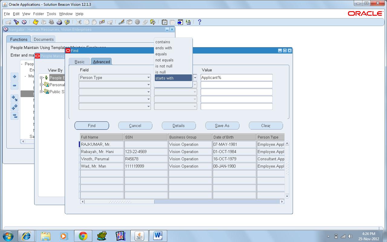 My Oracle World: Search Employees by criteria in Oracle HRMS