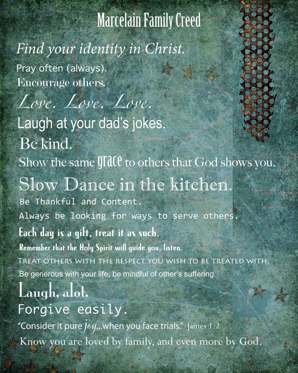 Marcelain Family Creed