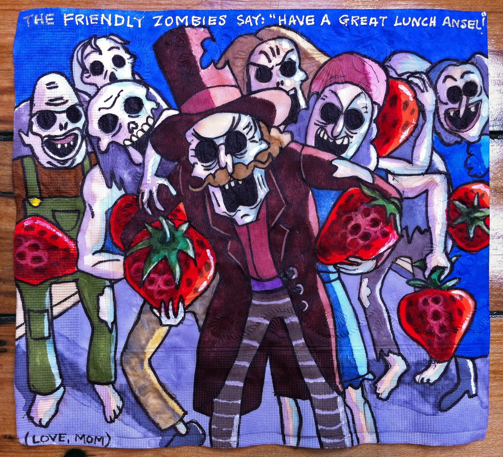 Daily Napkins: Friendly Zombies (From "Regular Show") Bring Strawberries