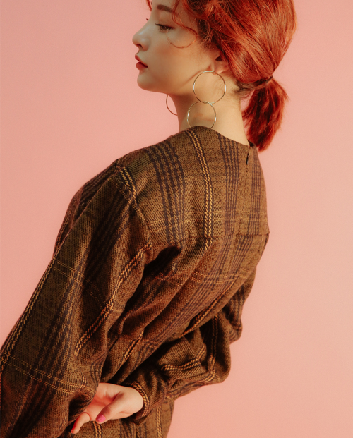 [Stylenanda] Check Print Balloon Sleeve Mini Dress | KSTYLICK - Latest ...