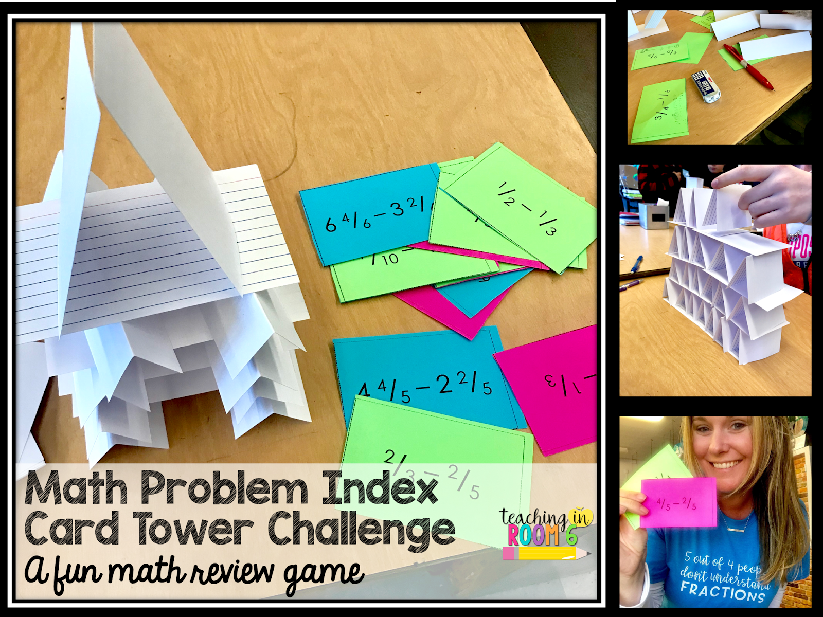 Math Problem Index Card Tower: A FUN Review Game | Teaching in Room 6 ...
