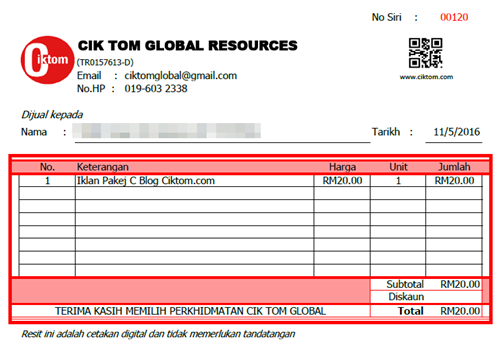 Servis Design Logo dan Resit Rasmi Perniagaan - Ciktom