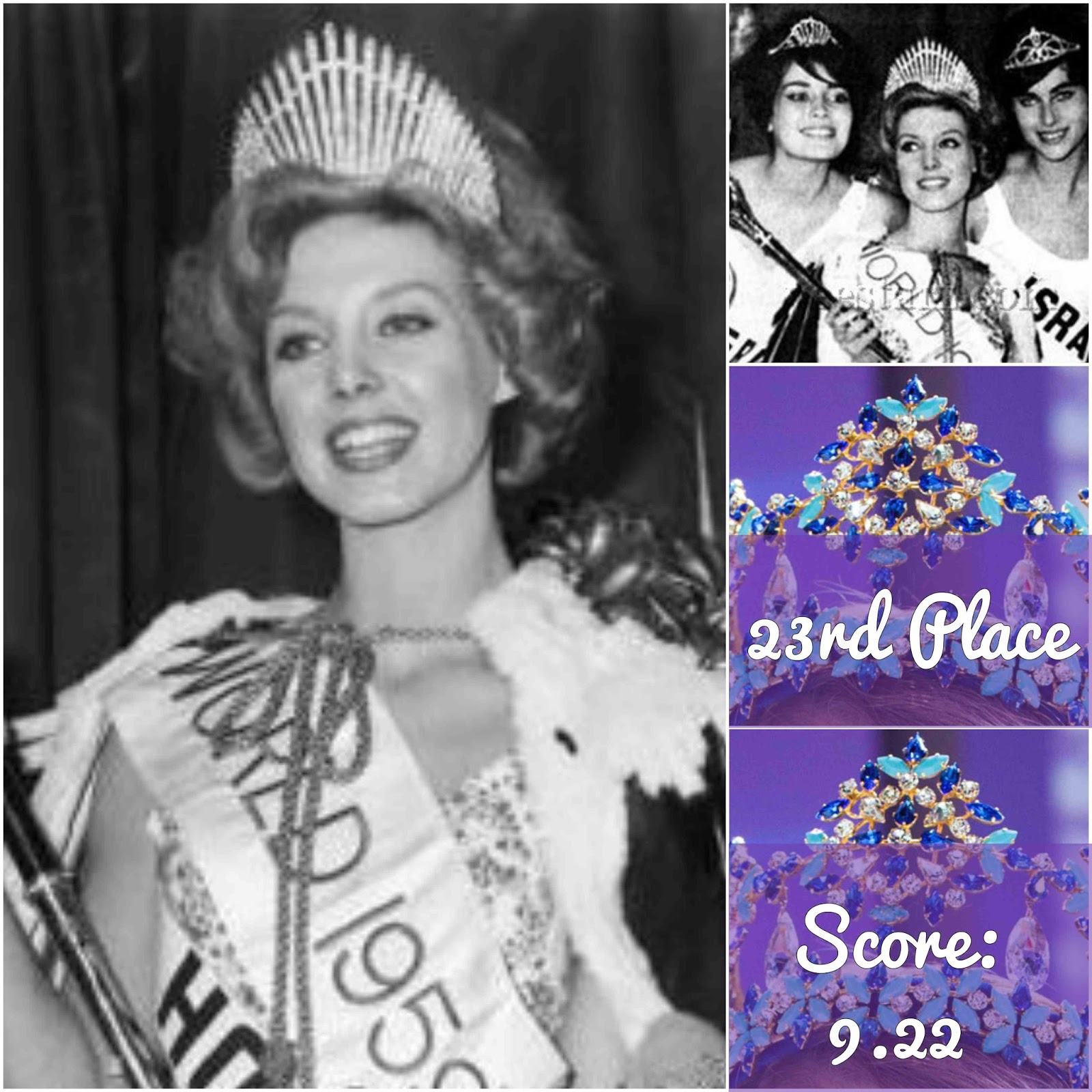 Most Beautiful Miss World 1951-2016, 24th place to 20th place