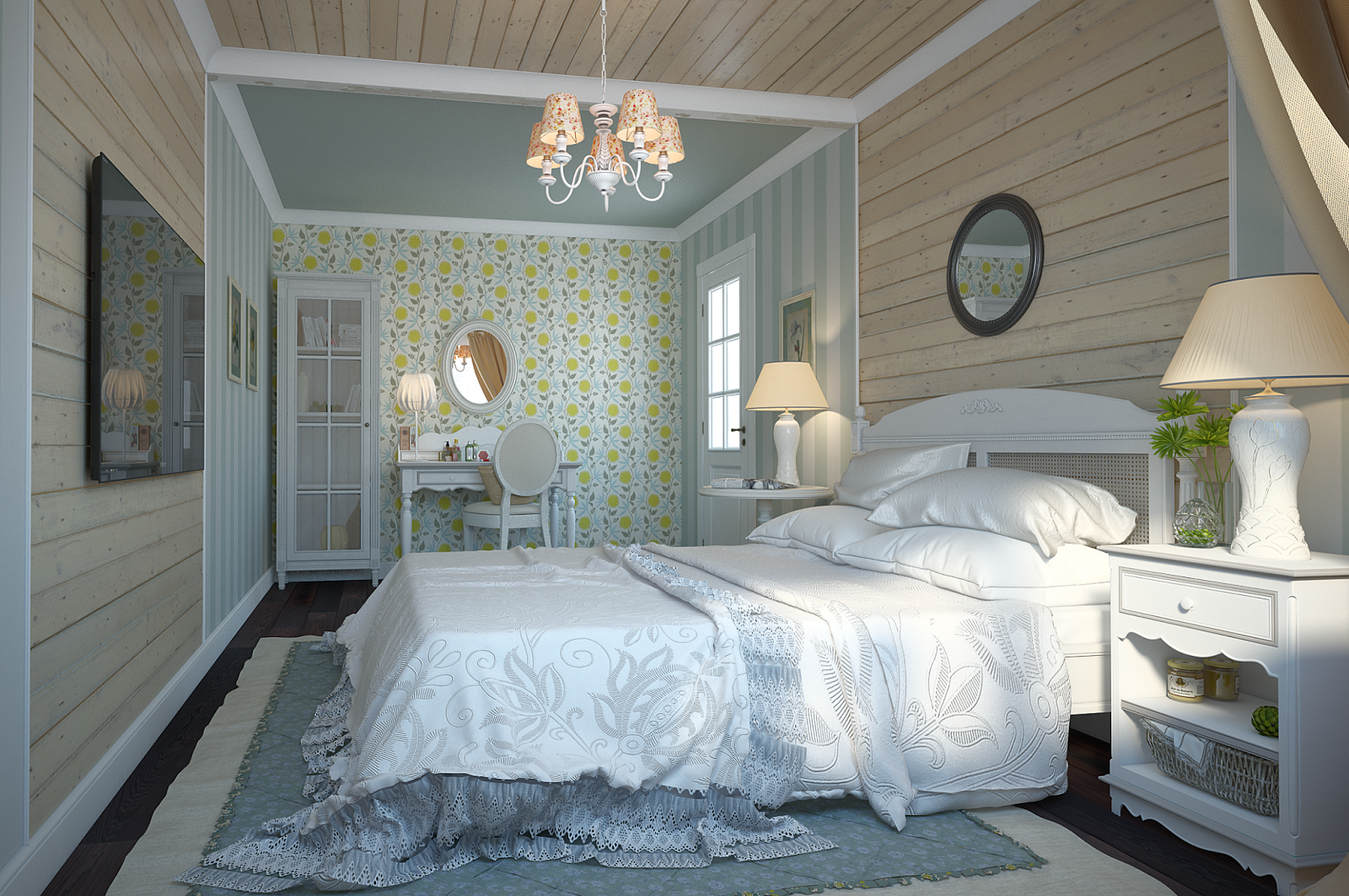 3d design: Provence style for bedroom