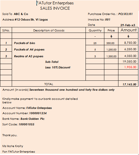 A1 Tutor Blog Source Document Sales Purchases Invoices A1 Tutor Blog Source Document Sales Purchases Invoices