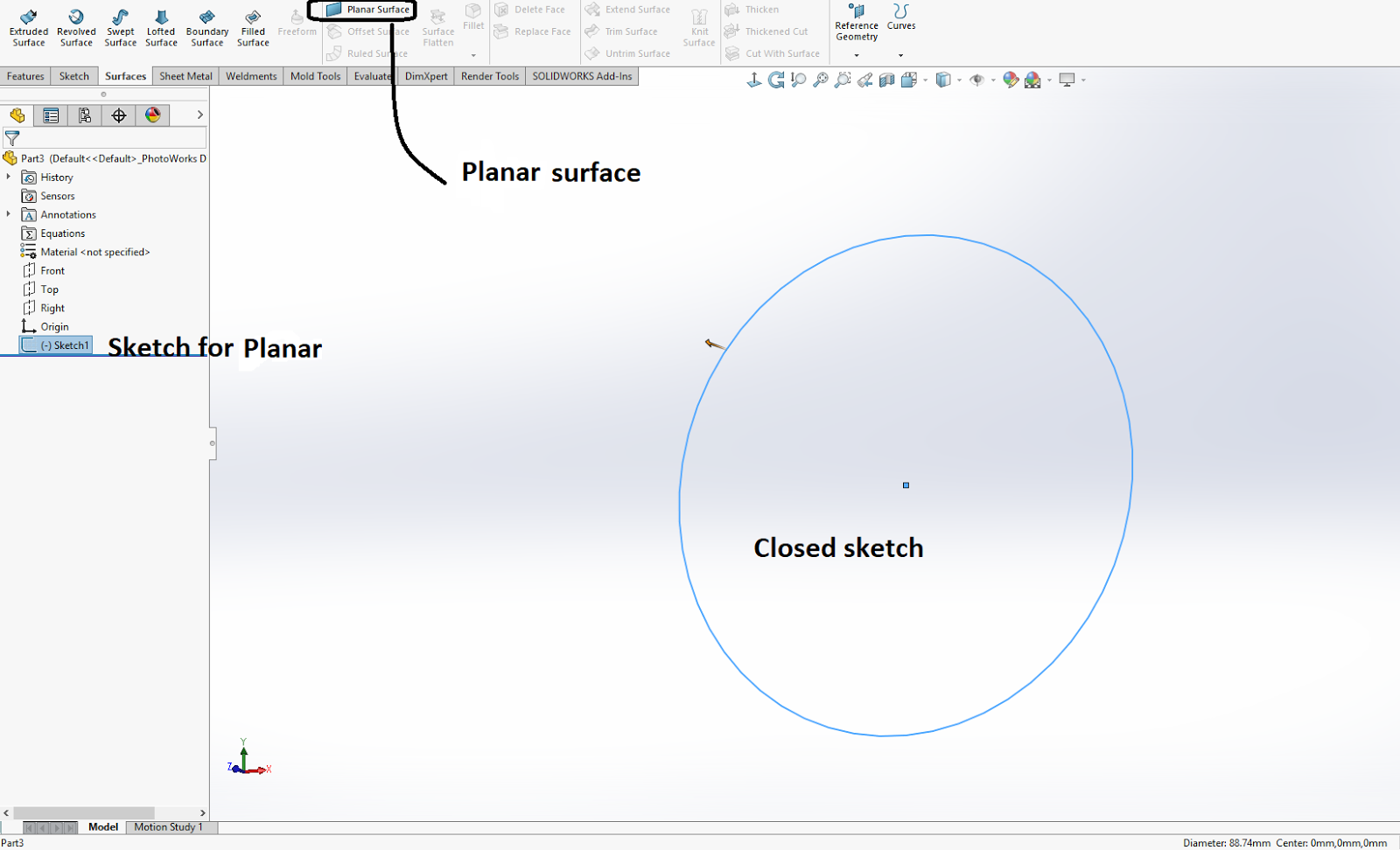 Design Tech Academy: Planar Surface: In SolidWorks