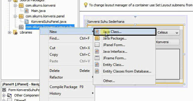 Membuat Program Konversi Suhu Dengan Java Swing Menggunakan Netbeans Tahap 3 Membuat Fungsi