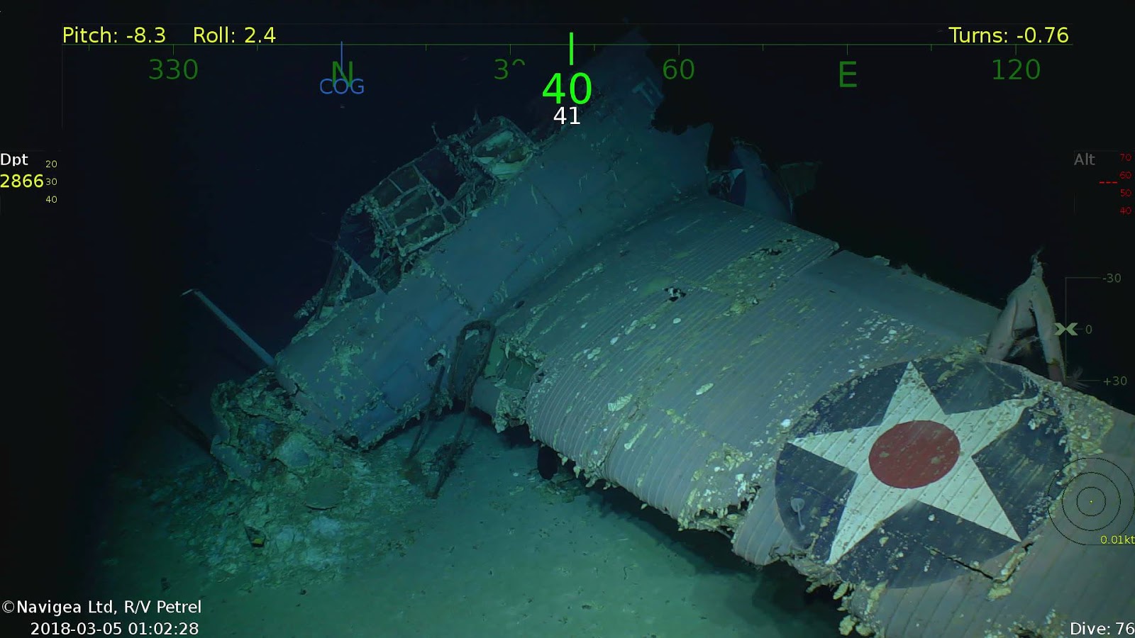 The Wreck of the USS Lexington, Aircraft at the Bottom of the Coral Sea