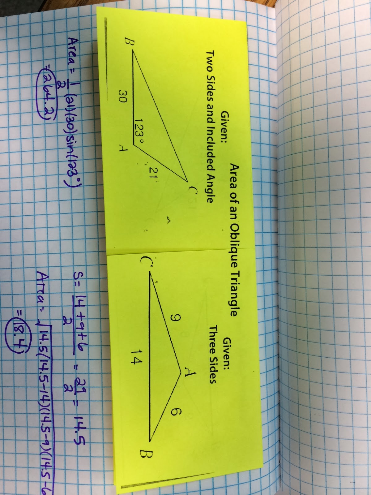 the agony and dx/dt: Area of Oblique Triangles Foldable