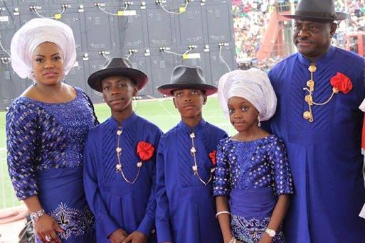 Photo: Governor Nyesom Wike shows off his family