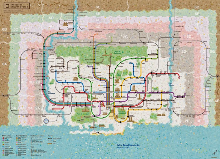 ACTIG.CAT: Mapa del dia: Mapa artistic del metro i rodalies de Barcelona