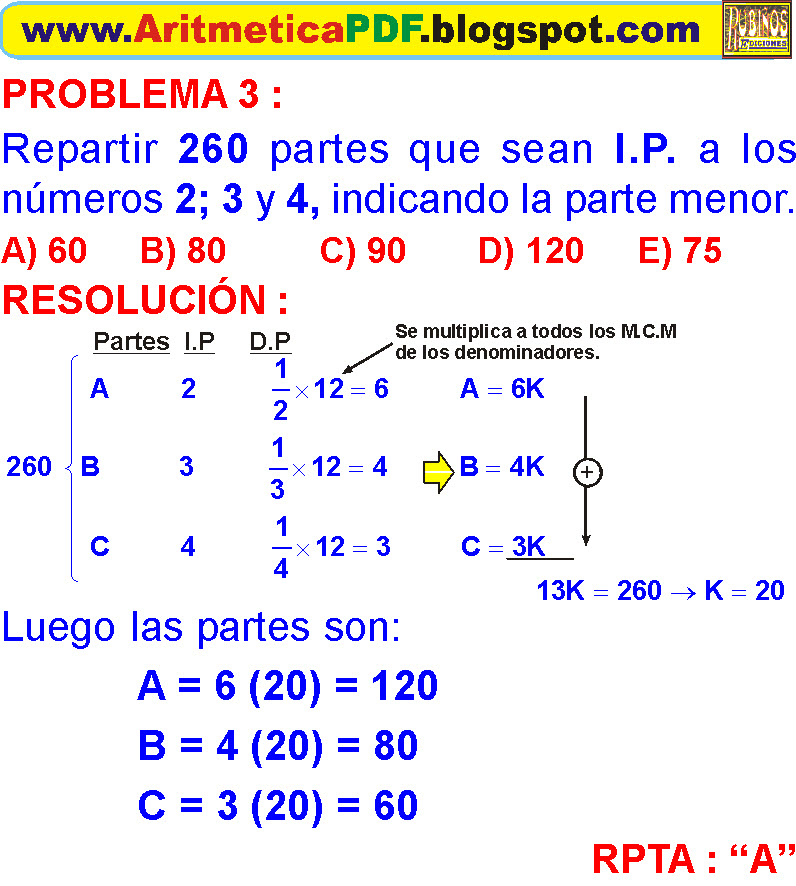 REPARTO PROPORCIONAL PROBLEMAS RESUELTOS PDF