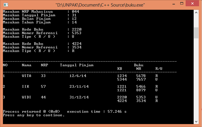 Contoh Program C++ Perpustakaan