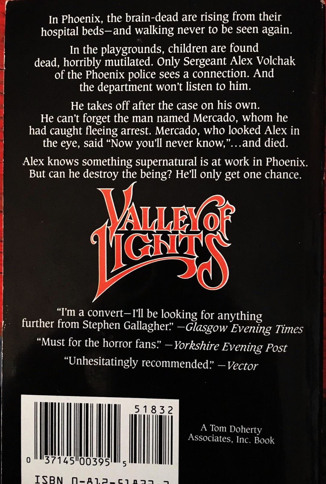 Too Much Horror Fiction: Valley of Lights by Stephen Gallagher (1987 ...