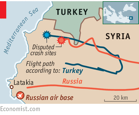 Russian plane flight path according to Turkey & Russia - Vivid Maps