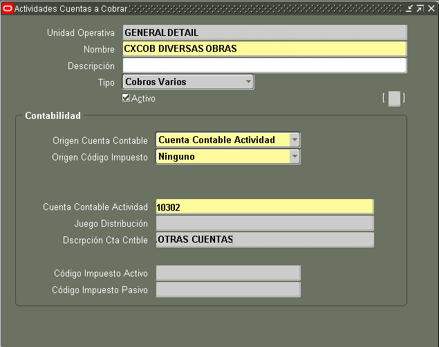 Compartiendo Tips de Oracle: Actividades de Cuentas por Cobrar