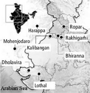 Kalibangan On Political Map Of India - United States Map