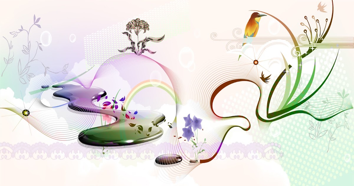 Free Vector がらくた素材庫 春をイメージした優雅な景色の背景 Free Vector Misc Spring イラスト素材 