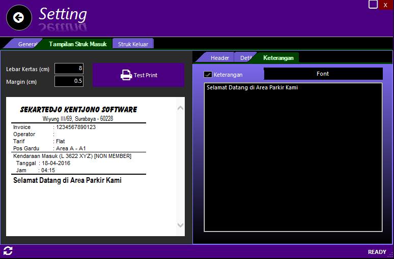 Setting Tampilan Struk