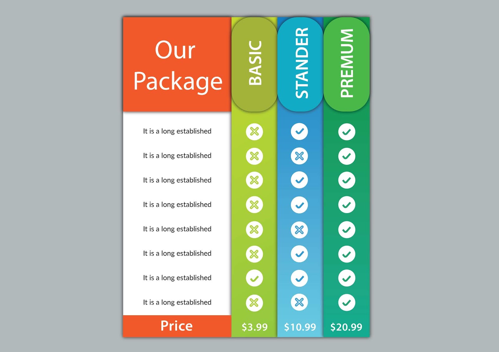 Price Table Demo Design