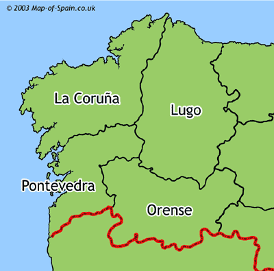 Galicia Tourism Map Area | Map of Spain Tourism Region and Topography