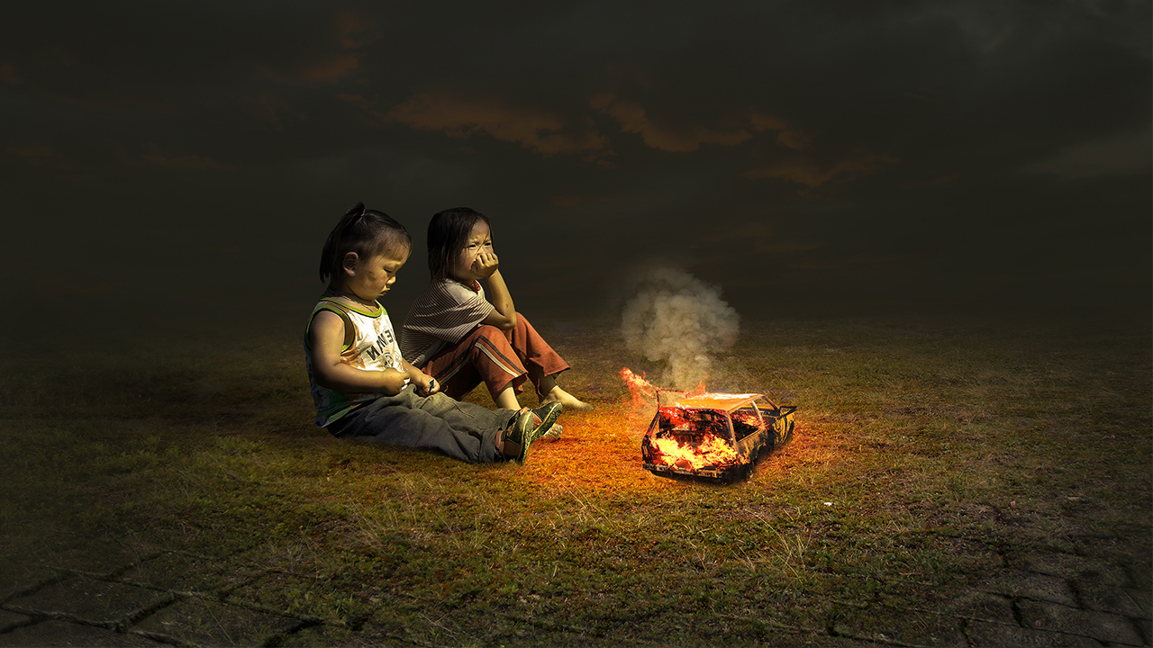 Dramatic Surrealism Manipulation | Toys on Fire | Photoshop Tutorial ...