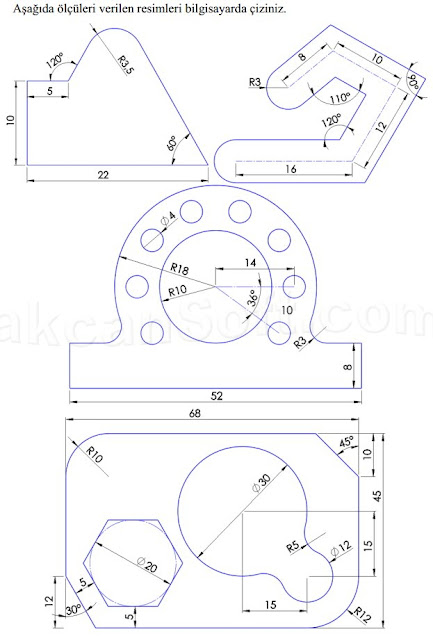 Mesut AKCAN: AutoCAD, SolidWorks 2 boyutlu çizim örnekleri