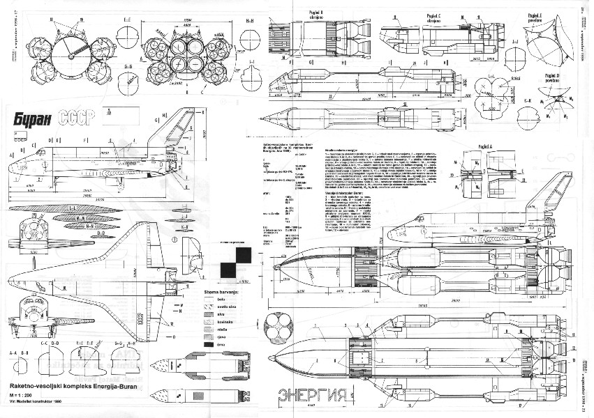 Diagramas del transbordador espacial 'Burán'.