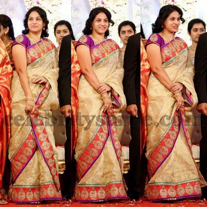 Jyothi Reddy Cream Brasso Saree - Saree Blouse Patterns