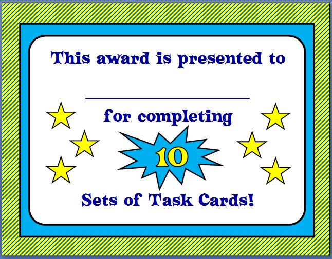 Task Card Tracking Sheets and Award Certificates - Classroom Freebies