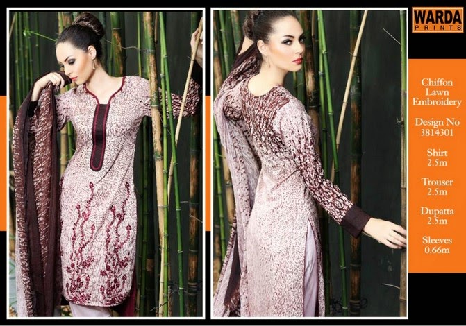 Warda Ready To Wear Eid Collection 2014 | Embroidered Georgette Chiffon ...