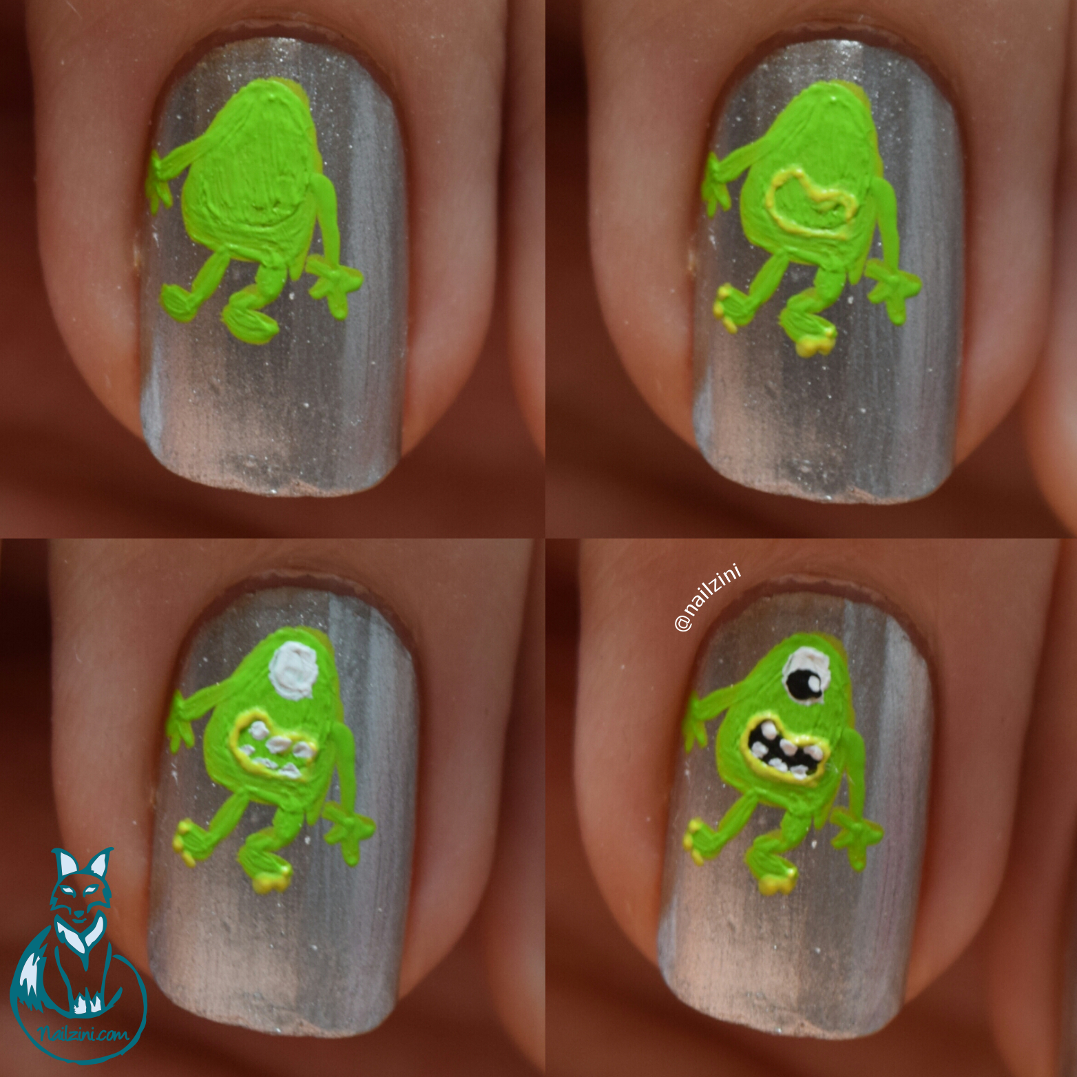 Cute little Monsters, Inc. Halloween nail art. | Nailzini: A Nail Art Blog